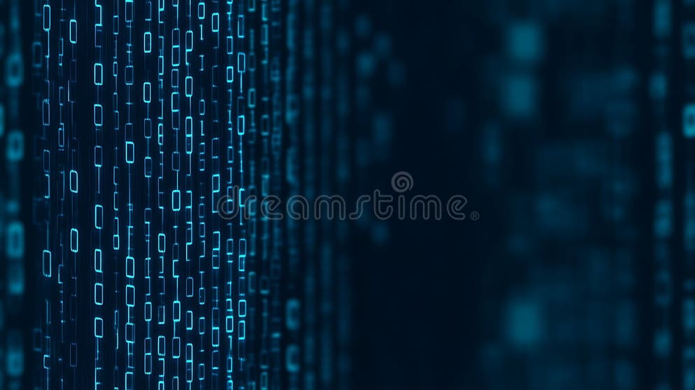 Abstract Blue Digital Data Stream Background with Binary Code Stock ...