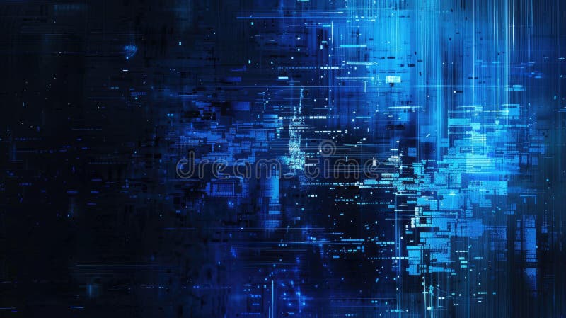 Abstract Blue Digital Data Streams on a Dark Background. Digital Image ...
