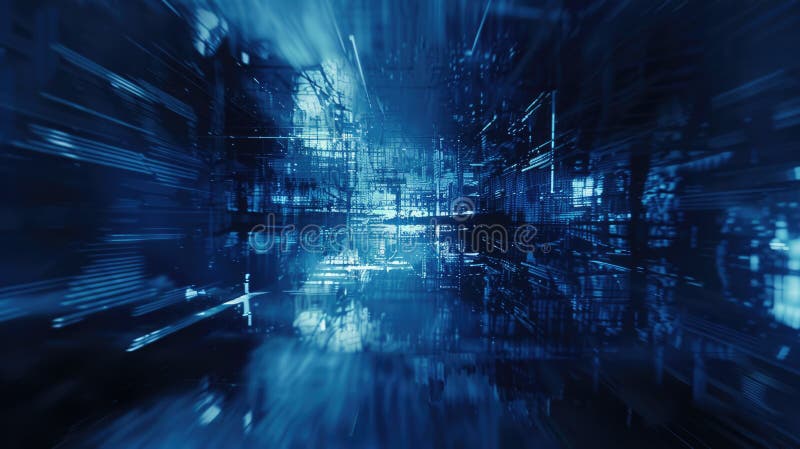 Abstract Blue Digital Data Streams on a Dark Background. Digital Image ...