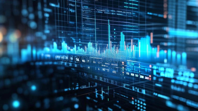 Abstract Blue Digital Data Visualization Chart Stock Illustration ...