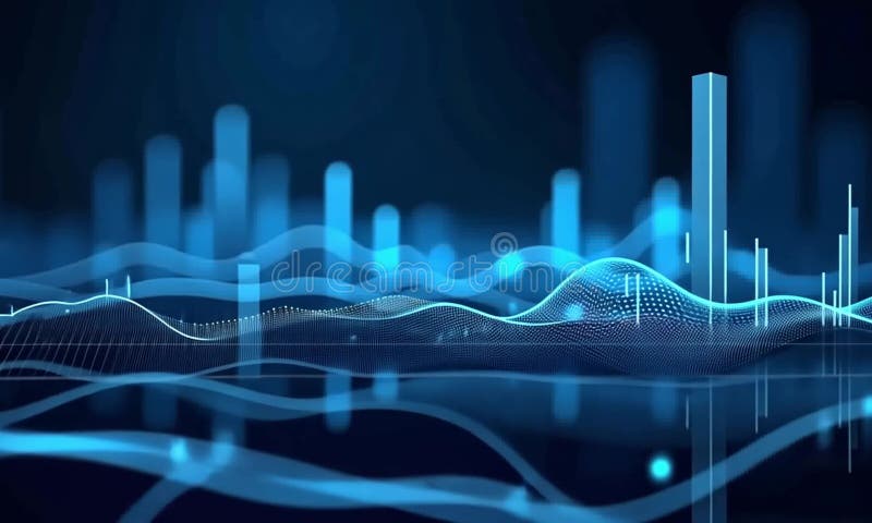 Abstract Blue Digital Data Waves and Bars, Financial Technology ...