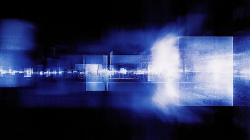 Abstract Blue Digital Design with Geometric Shapes and Light Effects ...