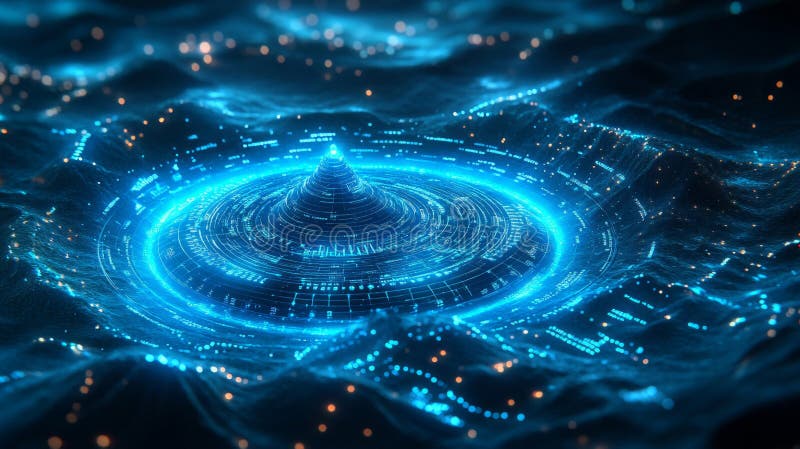 Abstract Blue Digital Energy Background with Glowing Particles Stock ...