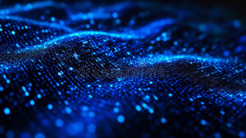 Abstract Blue Digital Flow Background with Glowing Particles Stock ...