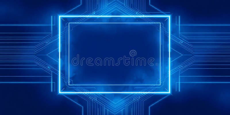 Abstract Blue Digital Frame with Glowing Lines Stock Illustration ...