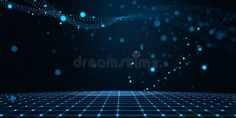 Abstract Blue Digital Grid Background Stock Illustration - Illustration ...