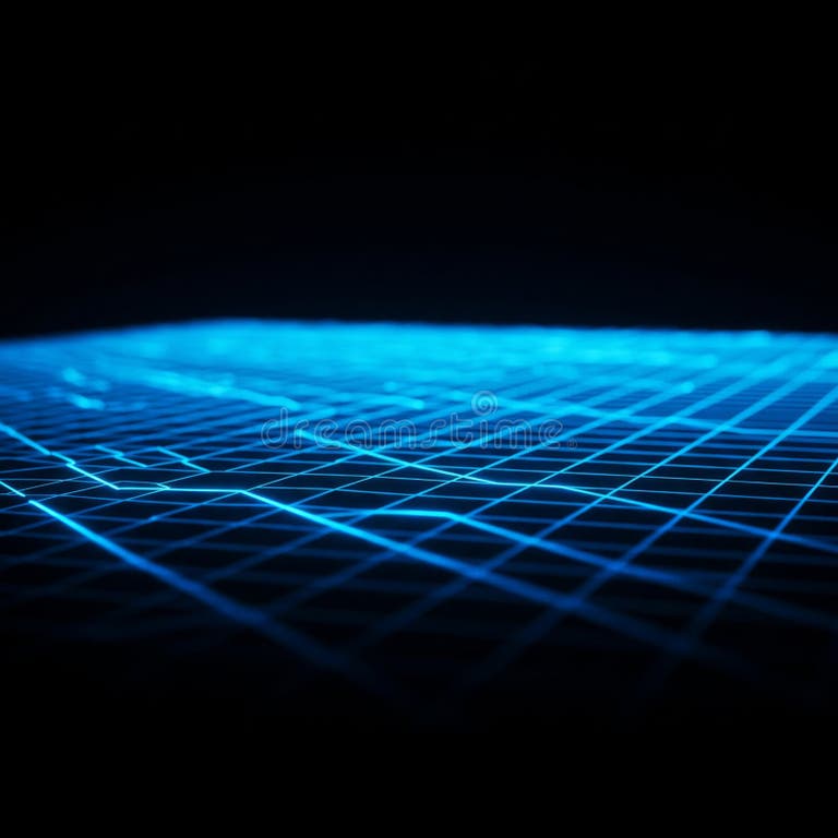 Abstract Blue Digital Grid Network Background Stock Illustration ...