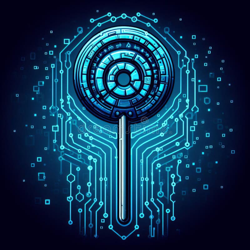 Abstract Blue Digital Key Visualization Stock Illustration ...