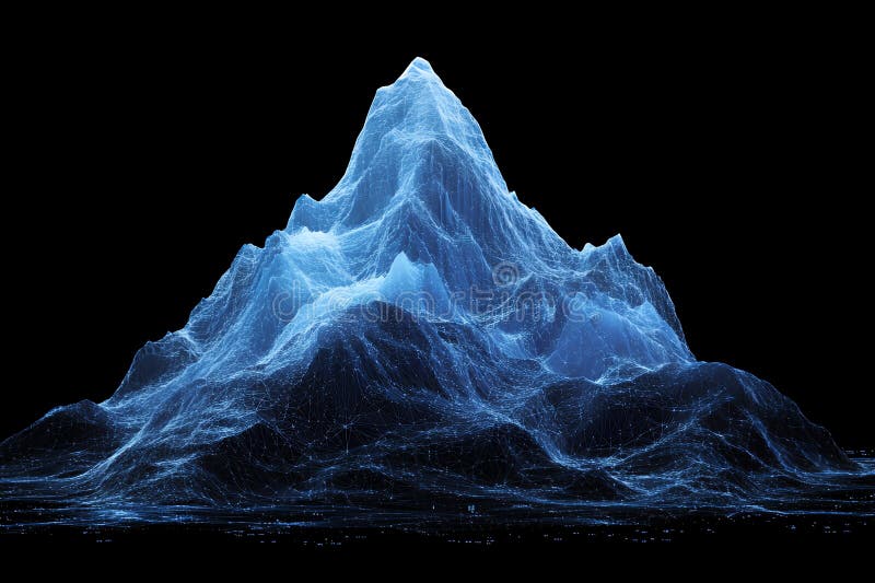 Abstract Blue Digital Mountain Range Landscape Digital Art 3D Render ...