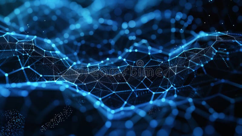 Abstract Blue Digital Network Background - 3D Rendering Stock ...