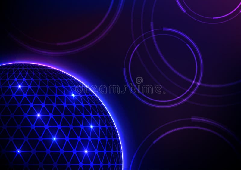 Abstract Blue Digital Network Communication Planet Circle Signal Vector ...