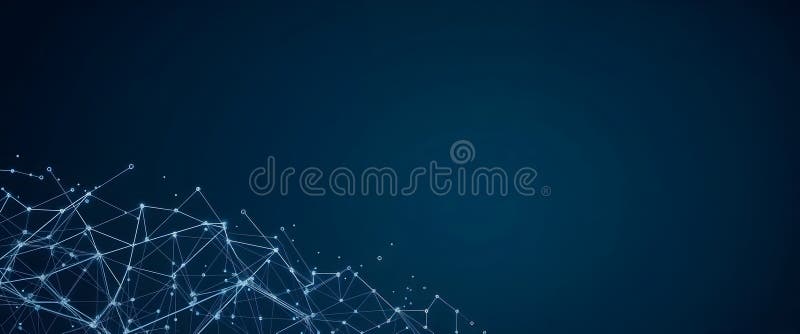 Abstract Blue Digital Network with Glowing White Nodes and Connections ...