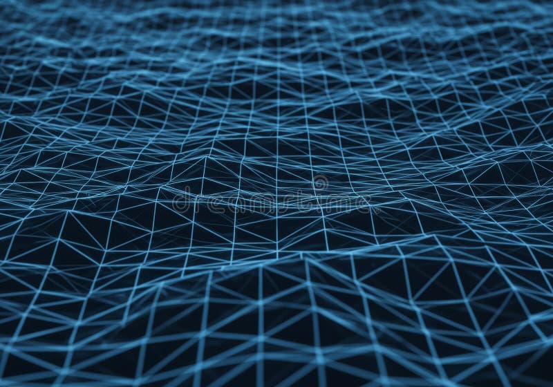 Abstract Blue Digital Network Grid Background Stock Illustration ...
