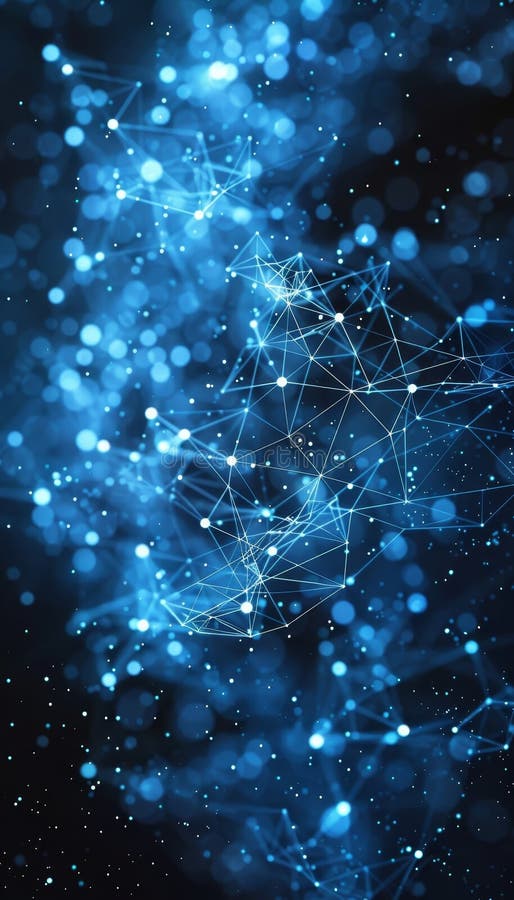 Abstract Digital Landscape Glowing Nodes Wave Patterns Stock Photos ...