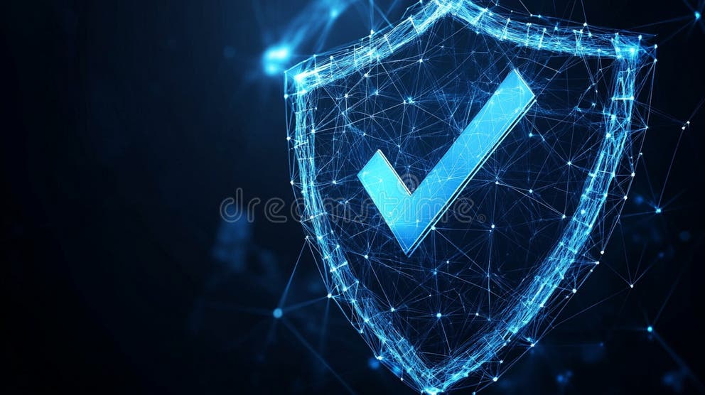 Abstract Digital Shield Protection Concept Blue Checkmark Technology ...