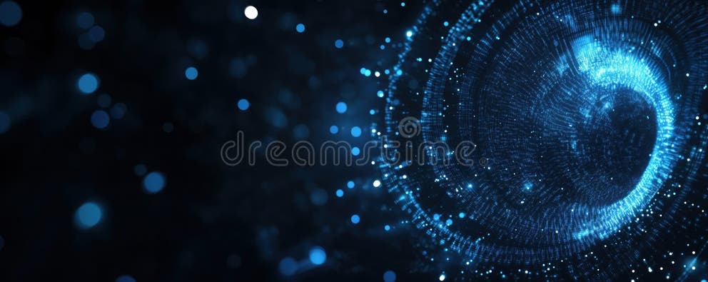 Abstract Blue Digital Swirl with Glowing Particles and Light Effects ...