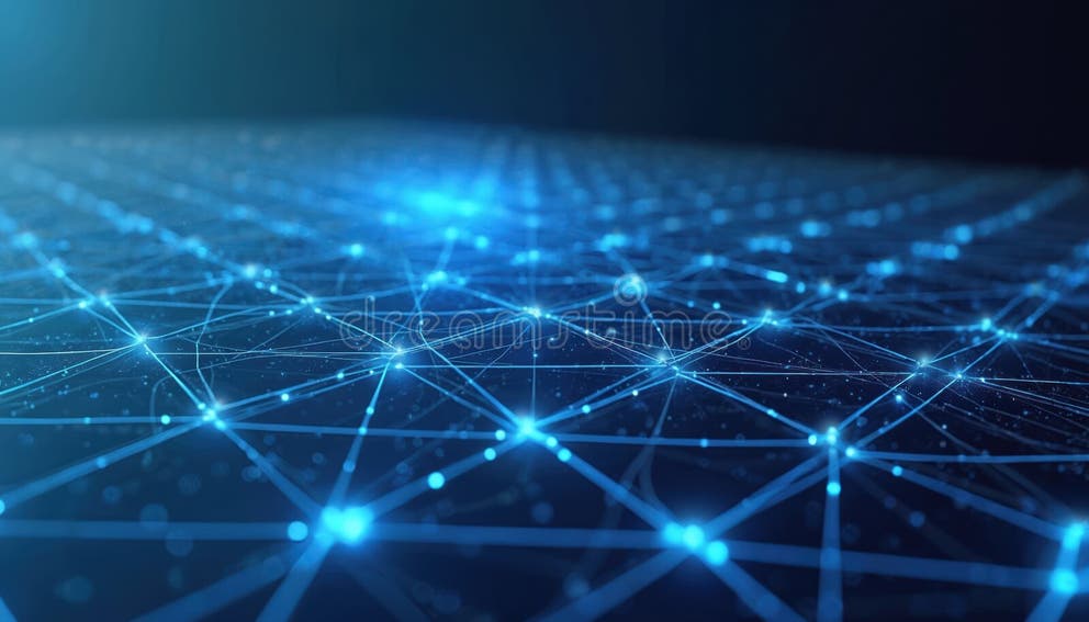 Abstract Blue Digital Tech Background with Wireframe Light Connection ...