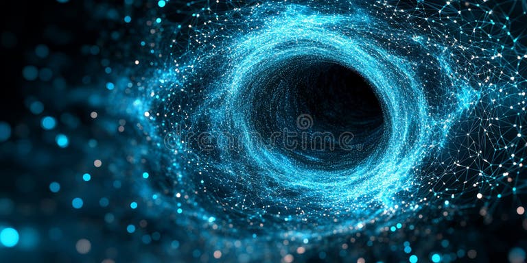 Abstract Blue Digital Vortex in Dark Space Stock Illustration ...