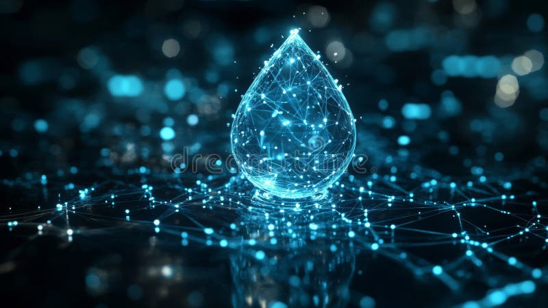 Abstract Blue Digital Water Drop Network Stock Illustration ...