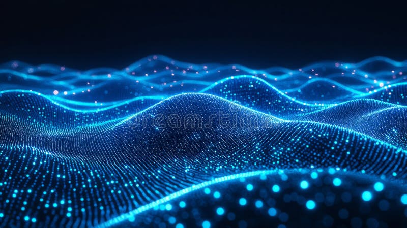 Abstract Blue Digital Wave Background Stock Illustration - Illustration ...