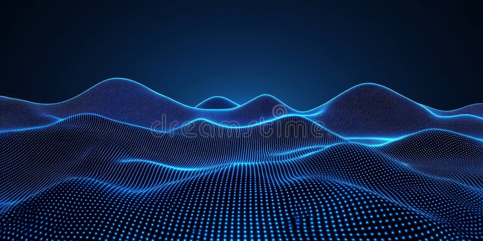 Abstract Blue Digital Wave Background Stock Illustration - Illustration ...