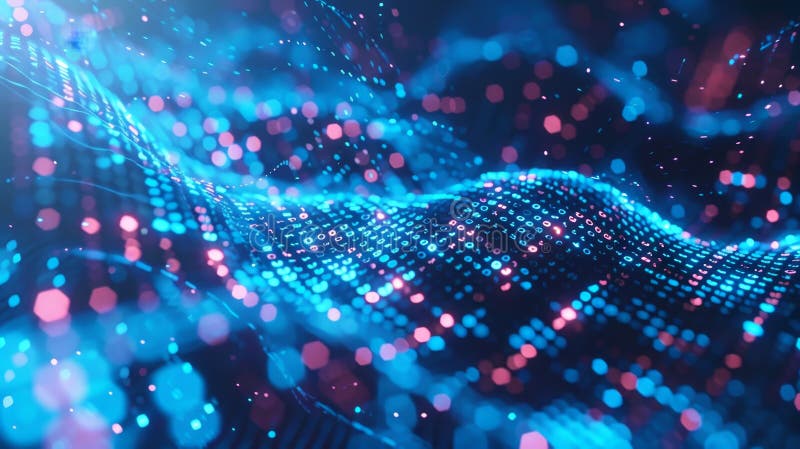 Abstract Blue Digital Wave with Binary Code, Cybersecurity and ...