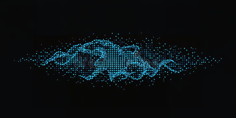 Abstract Blue Digital Wave on Black Background Stock Illustration ...