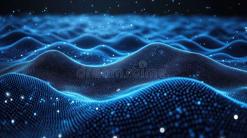 Abstract Blue Digital Wave Data Flow Background (1 Stock Illustration ...