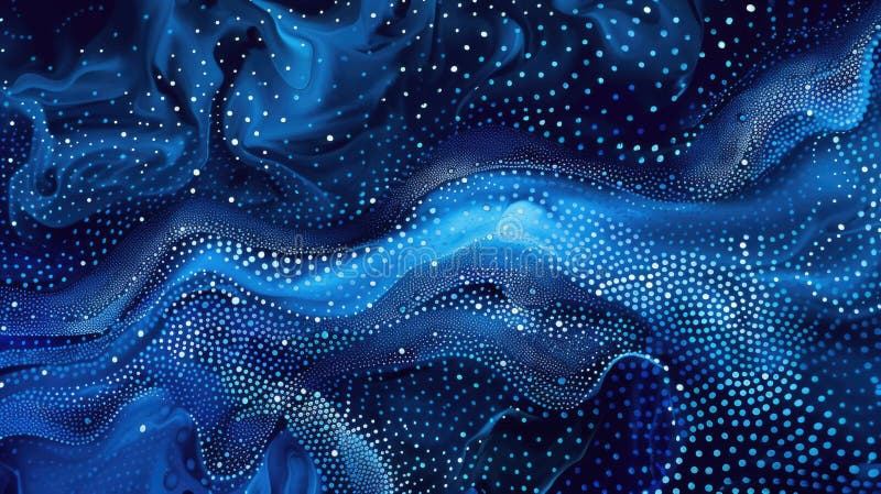Abstract Blue Digital Wave with Halftone Pattern Stock Illustration ...