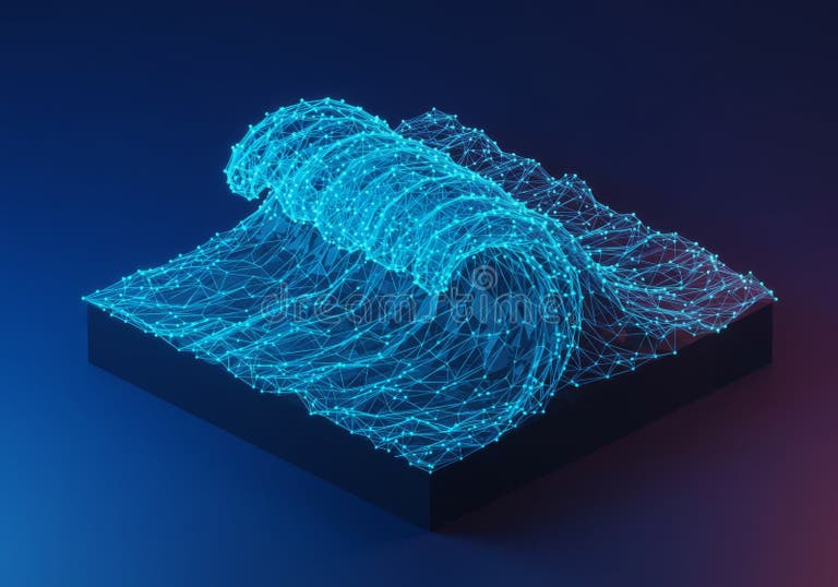 Abstract Blue Digital Wave Isometric View Stock Illustration ...