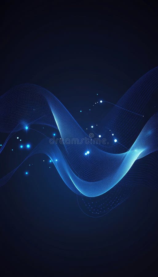 Abstract Blue, Digital Wave of Light on a Dark Gradient. Representation ...