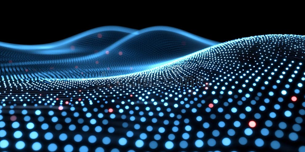 Abstract Blue Digital Wave Particle Background Design Data Flow Glow ...