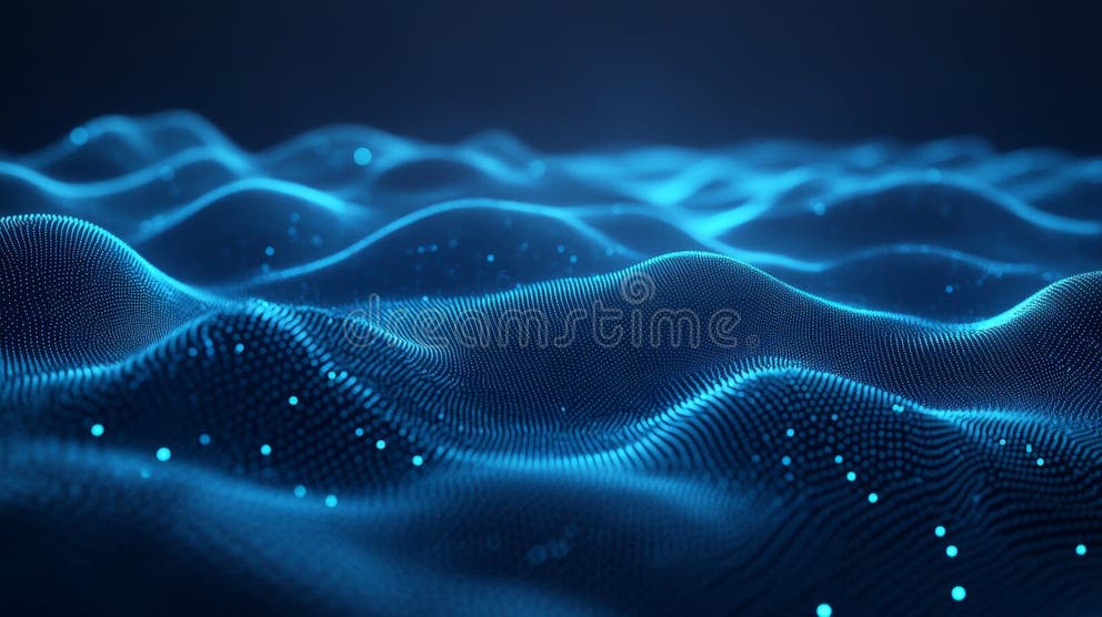 Abstract Blue Digital Wave Pattern Background Stock Illustration ...