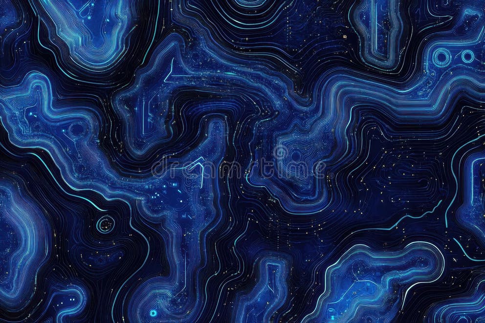 Abstract Blue Digital Wave Pattern Background Design Stock Illustration ...