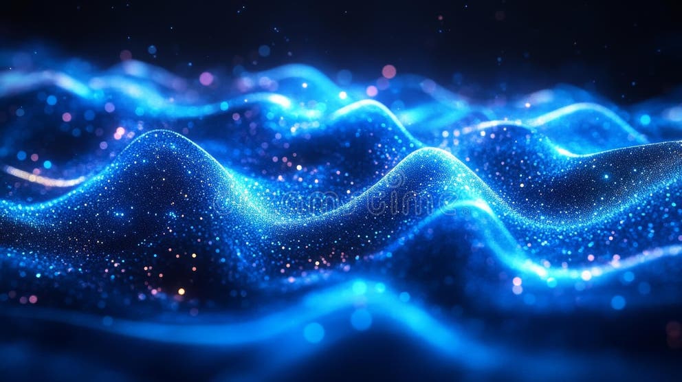 Abstract Blue Digital Waveform Generative AI Stock Illustration ...