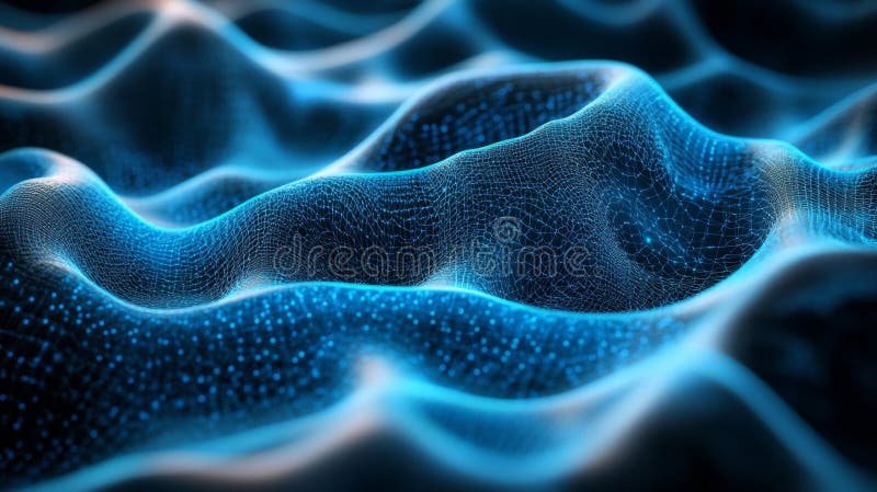 Abstract Blue Digital Waveform Mesh Network Stock Illustration ...