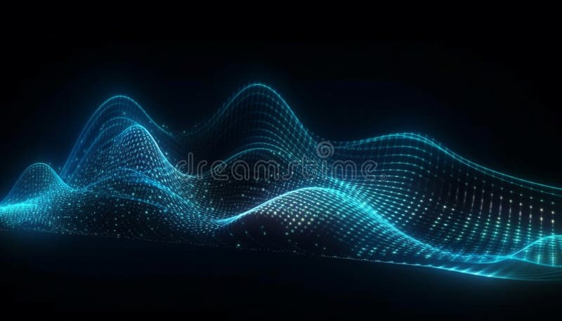 Abstract Blue Digital Waveform: a Mesmerizing Digital Landscape Stock ...
