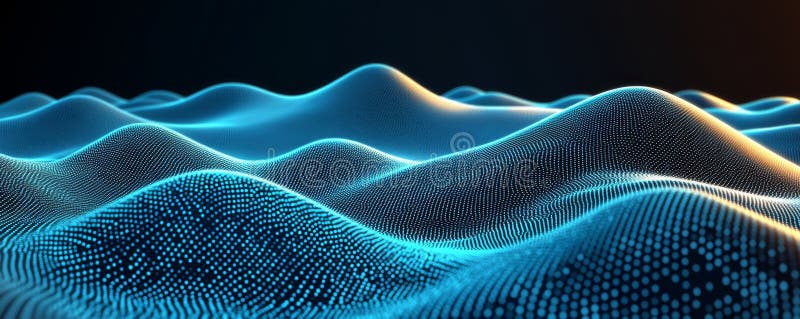 An Abstract Blue Digital Waveform is Set Against a Teal Grid Background Stock Photo - Image of ...