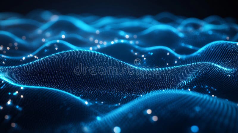 Abstract Blue Digital Waves Background Stock Illustration ...