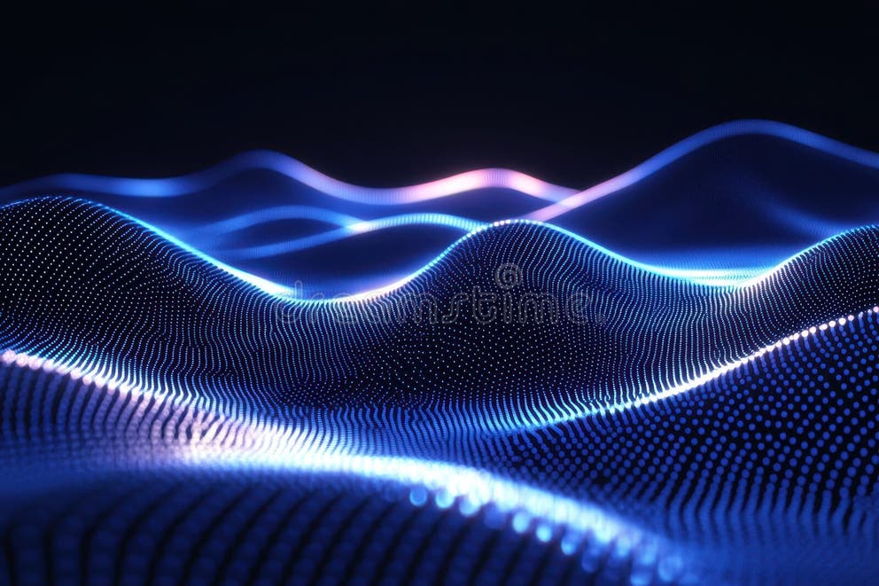 Abstract Blue Digital Waves Data Flow Technology Stock Illustration ...