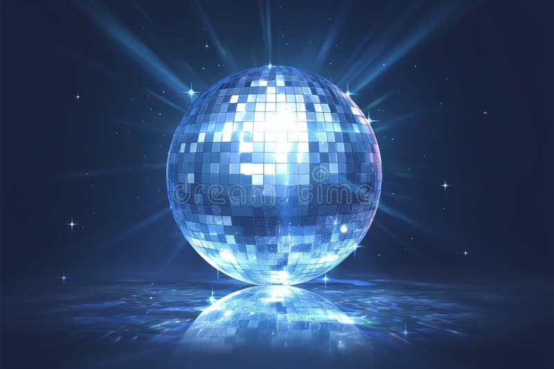 Abstract Blue Disco Ball with Reflections for Nightclub Atmosphere ...