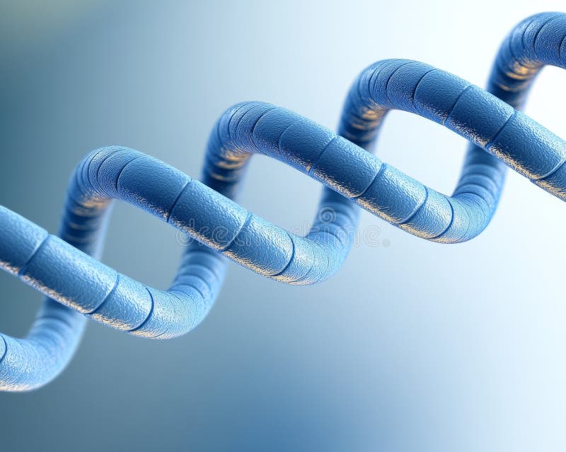 Abstract Blue Dna Chain Rendered in 3d with Metallic Texture and Soft ...