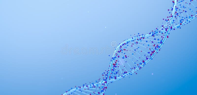 Abstract Blue DNA Structure Composed of Particles: Concept for Human ...