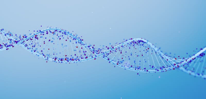 Abstract Blue DNA Structure Composed of Particles: Concept for Human ...