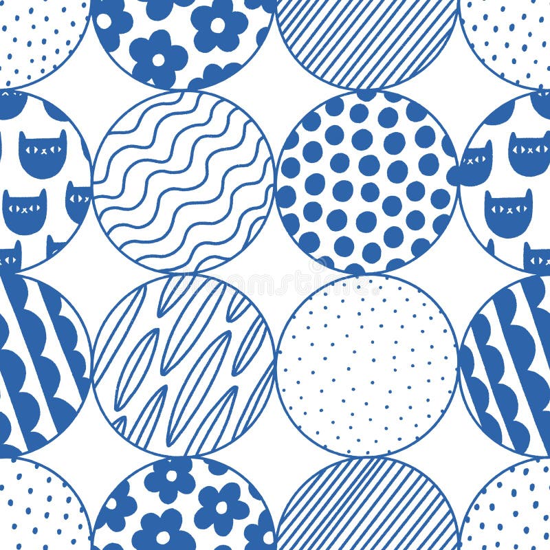 Abstract Fun Circles with Different Patterns, Seamless Pattern Stock ...