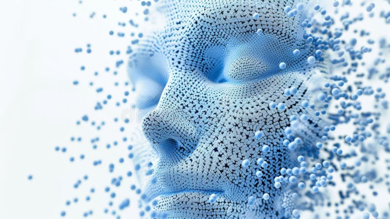 Abstract Blue Dot Particle Face Design Stock Image - Image of form ...