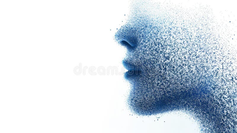 Abstract Blue Dot Particle Face Design Stock Image - Image of ...