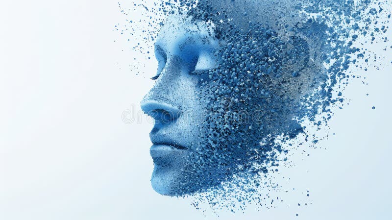 Abstract Blue Dot Particle Face Design Stock Photo - Image of face ...