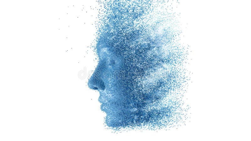 Abstract Blue Dot Particle Face Design Stock Image - Image of graphic ...