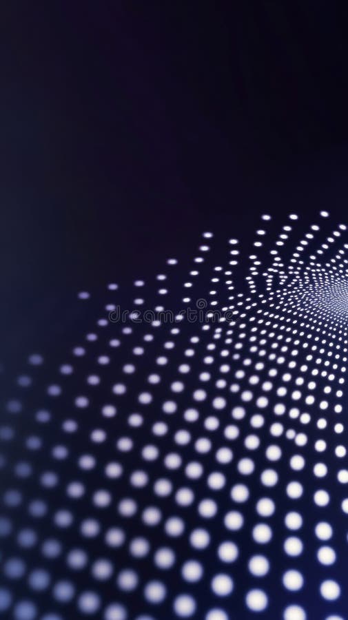 Abstract Blue Dot Wave Pattern on Dark Background with Light Effects ...